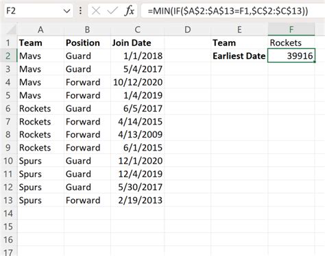 Excel How To Find Earliest Date Based On Criteria
