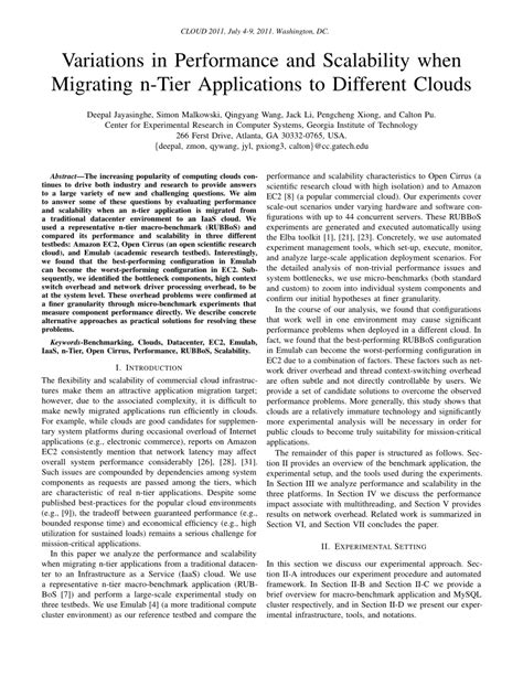 Pdf Variations In Performance And Scalability When Migrating N Tier Applications To Different