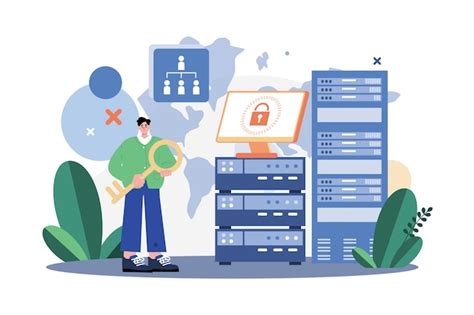 Premium Vector Server Data Security Illustration Concept