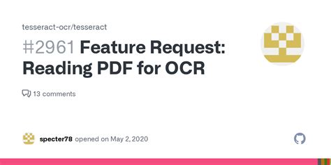 Feature Request Reading PDF For OCR Issue Tesseract Ocr Tesseract GitHub
