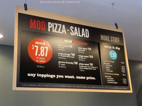 Menu At Mod Pizza Pizzeria Richmond Quioccasin Rd