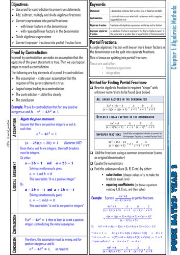 A Level Maths Knowledge Organiser Pure Year 2 Teaching Resources