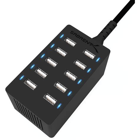Sabrent 10 Port Usb Charging Station 12a60w Black Ax Tpcs Bandh