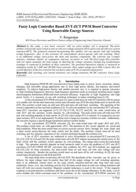 pdf fuzzy logic controller based zvt zct pwm boost converter using