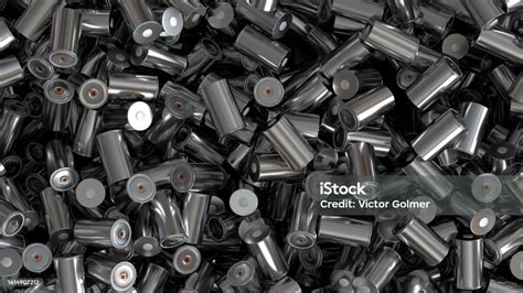 고용량 리튬 이온 4680 배터리 폐기물 축전지 재활용 공장 배터리 폐차장 독성 중금속 오염 자동차 기술 환경 보전 3d 렌더링