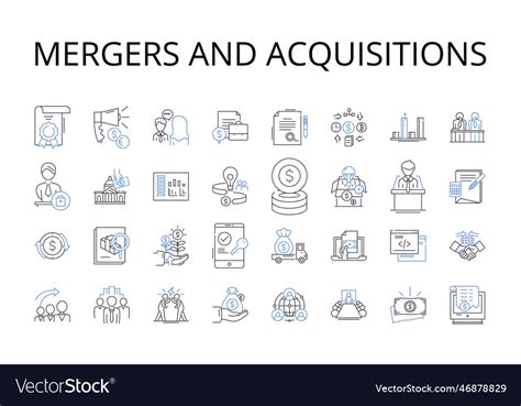 Mergers And Acquisitions Line Icons Collection Vector Image