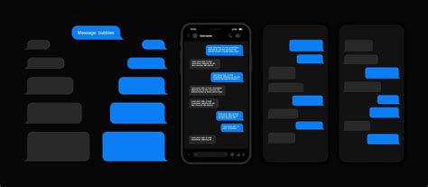 Premium Vector Messenger Ui And Ux Concept With Dark Interface Smart Phone With Carousel Style