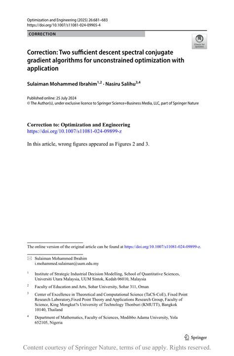 Correction Two Sufficient Descent Spectral Conjugate Gradient