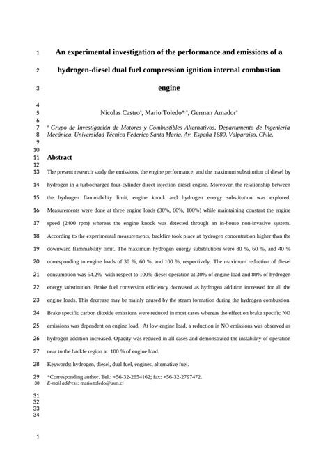 Pdf An Experimental Investigation Of The Performance And Emissions Of A Hydrogen Diesel Dual