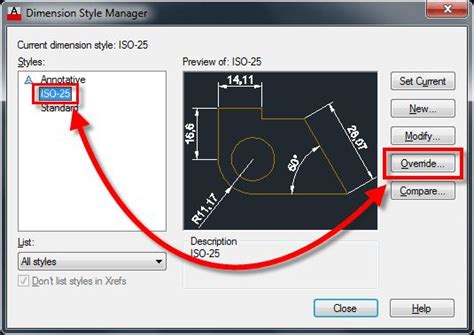 How To Create Dimension Style Overrides Sourcecad Override Autocad Dimensions
