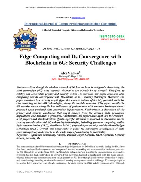 Pdf Edge Computing And Its Convergence With Blockchain In 6g