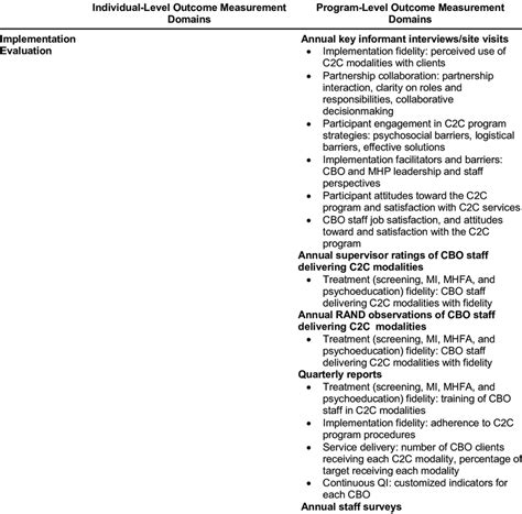 1 Outcome Measurement Domains By Evaluation And Type Download Table