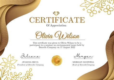 Blank Certificate Of Appreciation Background Design Printable Free