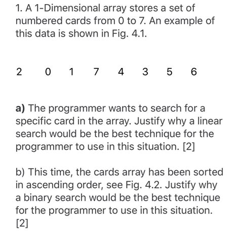 Solved 1 A 1 Dimensional Array Stores A Set Of Numbered