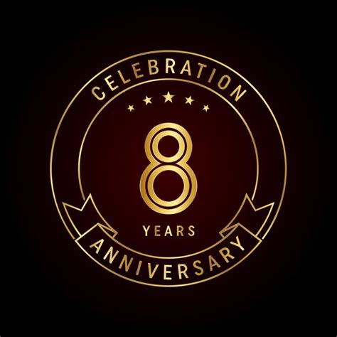Premium Vector 8th Anniversary Emblem Design With Golden Number And