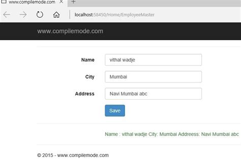 post data to controller without page refresh in asp mvc