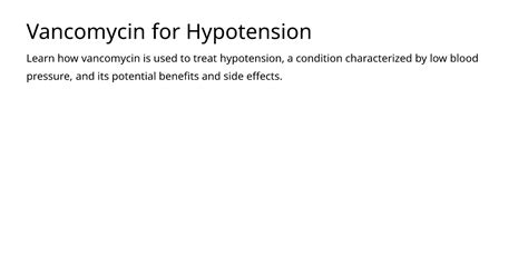 Vancomycin For Hypotension Meds Is