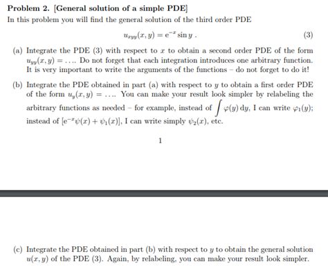 Solved Problem General Solution Of A Simple PDE In Chegg Com