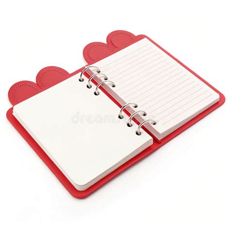 3d Red Cute Empty Notepad Book Stationery For School Isolated On White