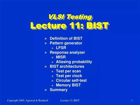 Ppt Vlsi Testing Lecture 11 Bist Powerpoint Presentation Free