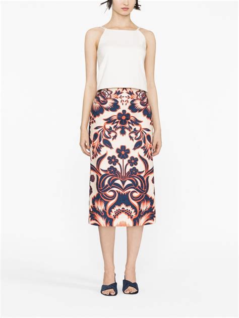 La Doublej Floral Print Pencil Skirt Farfetch