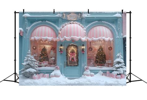 Christmas Whimsical Candy Storefront Backdrop Rr8 150