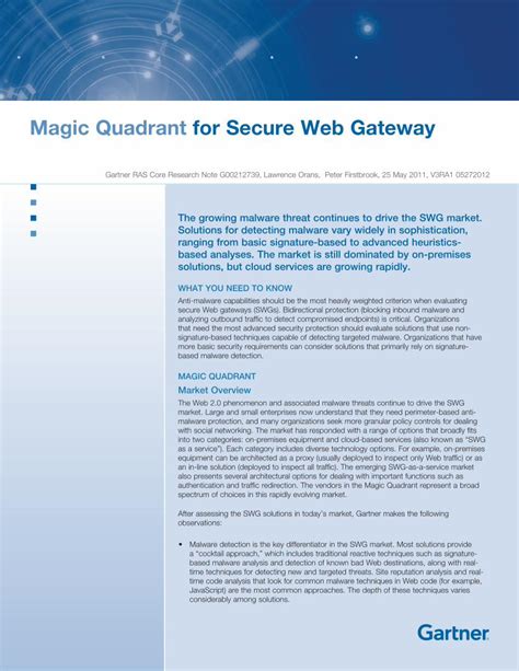 Pdf Magic Quadrant For Secure Web Gateway · Magic Quadrant For Secure