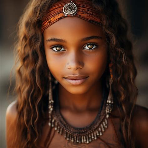 Premium Photo The Girls Eyes Are Turned Down As She Smiles