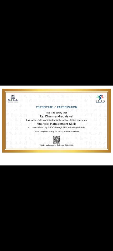 Raj Jaiswal On Linkedin Completion Certificate In Financial Management