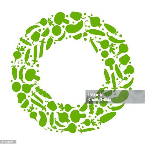 원형 야채 테두리 농장 프레임 신선한 정원 배경 녹색 음식 배너입니다 유기 벡터 0명에 대한 스톡 벡터 아트 및 기타 이미지