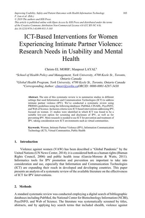 Pdf Ict Based Interventions For Women Experiencing Intimate Partner