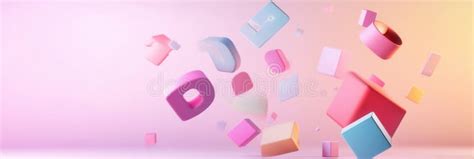 Creative Typography Background Featuring Floating 3d Letters And Abstract Forms With A Soft