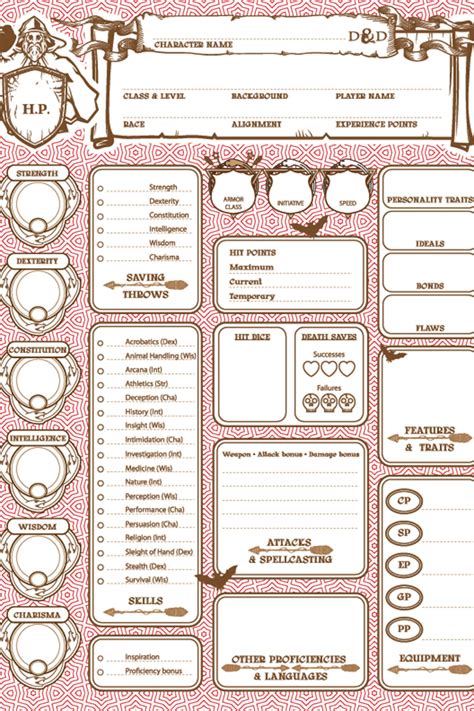 character sheet for dnd 5e