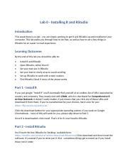 Lab Installing R Docx Lab Installing R And RStudio Introduction This Week There Is No