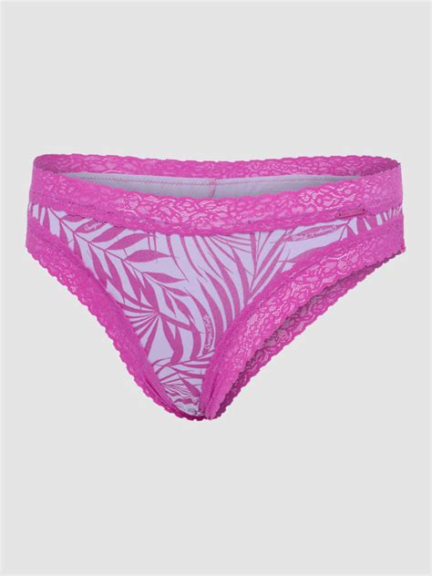 Cotton Essentials Classic Lace Trim Cheeky Panty Savage