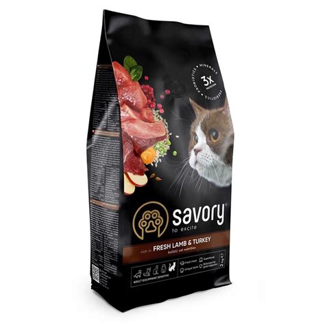 Сухой корм Savory Adult Cat Sensitive Digestion Fresh Lamb & Turkey для ...
