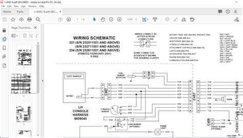 Bobcat Excavator 331 331e 334 Electrical Wiring Schematic Manual V 0062
