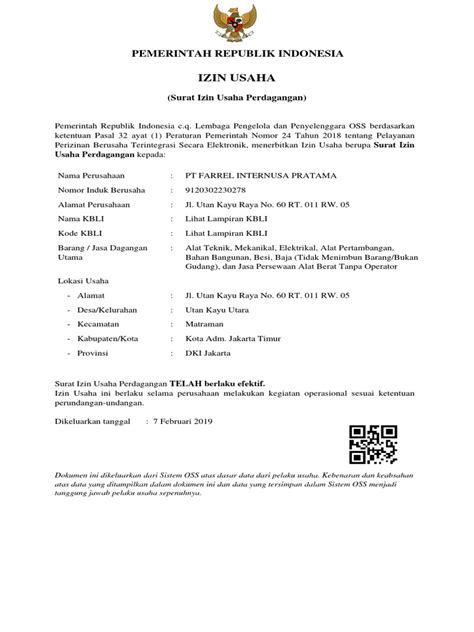 Siup Surat Izin Usaha Perdagangan Pdf