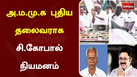 அ ம மு க புதிய தலைவராக சி கோபால் நியமனம் Sathiyamtv Youtube