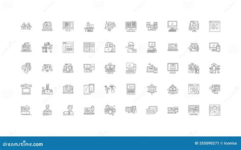 Web Programming Concept Illustration Linear Icons Line Signs Set Vector Collection Stock