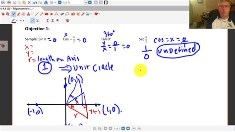 Section 44 2 Trig Functions Of Quadrantal Angles Youtube
