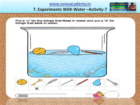 SONU ACADEMY EXPERIMENTS WITH WATER EVS CLASS V CHAPTER ACTIVITIES