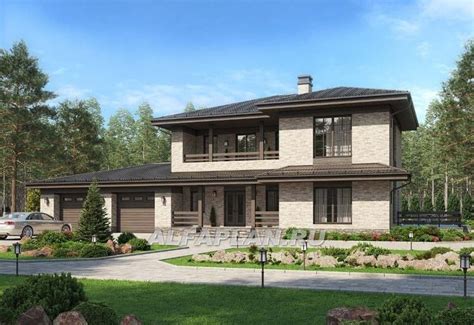 Двухэтажный дом с большим гаражом Modern House Design House Design House Styles