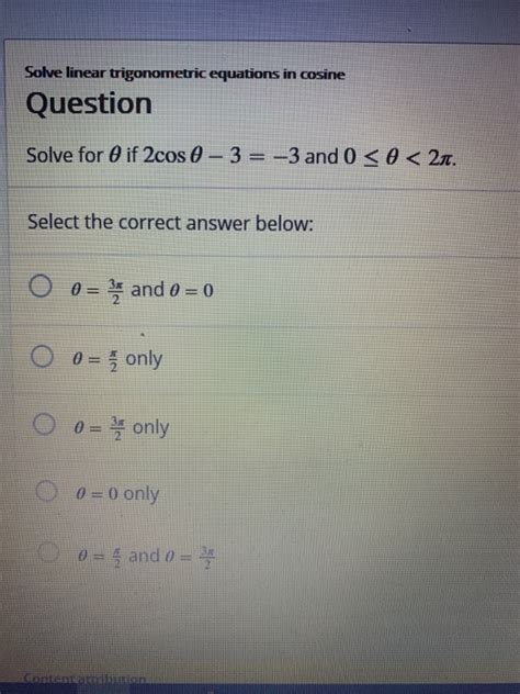 Solved Solve Linear Trigonometric Equations In Cosine