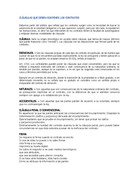Cláusulas Que Deben Contener Los Contratos 6 ClÁusulas Que Deben