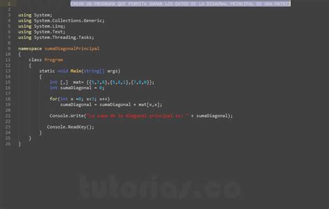 Arrays VisualStudio C Suma Datos Diagonal Principal Tutorias Co