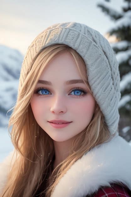 Premium Photo A Girl With Blue Eyes