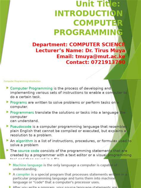 Introduction To Computer Programming Pdf Parameter Computer