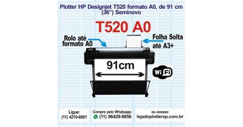 Plotter Usada Hp T520 91cm De Largura Plotter A0 Usada