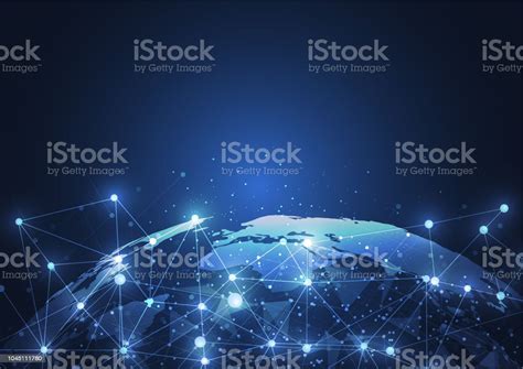 글로벌 네트워크 연결입니다 세계 지도 포인트와 라인 구성의 개념은 글로벌 비즈니스 벡터 일러스트 레이 션 글로벌 커뮤니케이션에 대한 스톡 벡터 아트 및 기타 이미지 Istock
